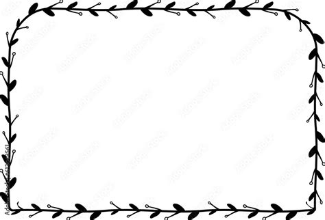 Round Same Side Corner Rectangle Frame Isolated Branches Flower Wreath