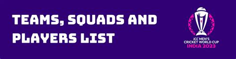 Cricket World Cup 2023 Teams Squads And Players List