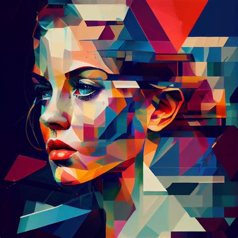 Premium Photo Abstract Portrait Of Woman With Glitch Effect Illustration Generative Ai