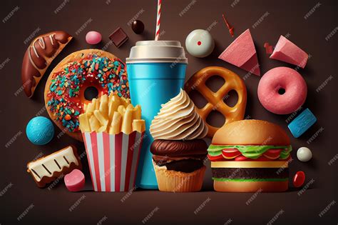 Premium Photo Junk Food Concept Unhealthy Food Background Fast Food