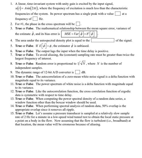Solved 1 A Linear Time Invariant System With Unity Gain Is