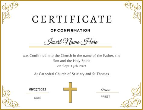 Editable Certificate Of Confirmation Religious Gold Certificate Confirmation Certificate