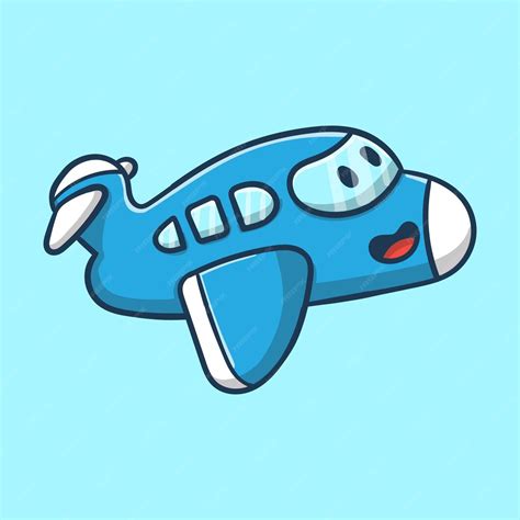 Premium Vector Cute Cartoon Plane With Smile Face Vector