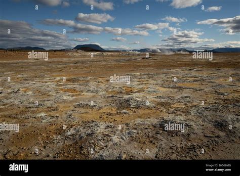 Geothermal Area Bubbling Pools Of Mud Steaming Sulfuric Gas Stock Photo Alamy