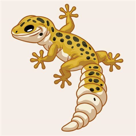Léopard Gecko Dans Mignonne Dessin Animé Style 23173039 Art Vectoriel