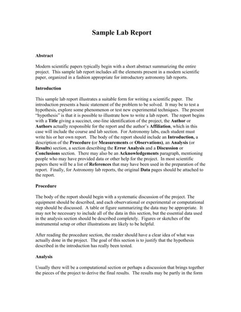 Sample Astronomy Lab Report Template Guide