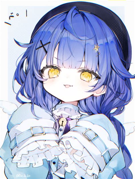Safebooru Ahoge Amamiya Kokoro Bell Beret Black Hat Blue Hair Blunt