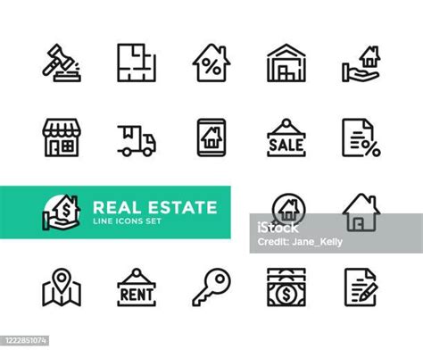 부동산 벡터 선 아이콘입니다 윤곽선 기호의 간단한 세트 현대 선형 그래픽 디자인 요소 부동산 아이콘 설정 픽셀 완벽한 땅에 대한 스톡 벡터 아트 및 기타 이미지 Istock