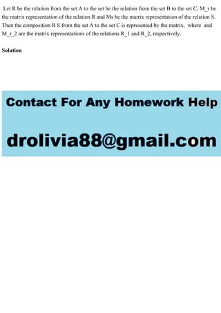 Let R Be The Relation From The Set A To The Set Be The Relation From Pdf