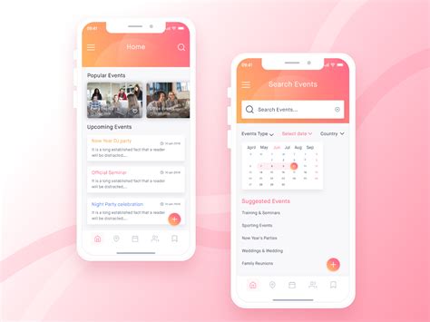 event mobile app ui design