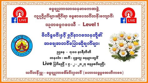 ဓမ္မဗျူဟာ ဒေါ်ခင်လှတင် ဓမ္မစာပေသင်တန်း Live