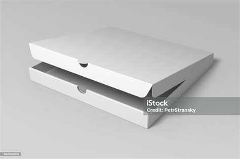 현실적인 3d 렌더링 피자 상자를 회색 배경에 모의 0명에 대한 스톡 사진 및 기타 이미지 0명 3차원 형태 공란