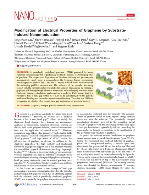 Pdf Modification Of Electrical Properties Of Graphene By Substrate Induced Nanomodulation