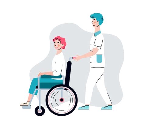 Premium Vector Nurse Pushing Wheelchair With Disabled Woman Flat Vector Illustration Isolated