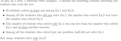 Solved 10 Pts In A Test 3 Exercises Were Assigned