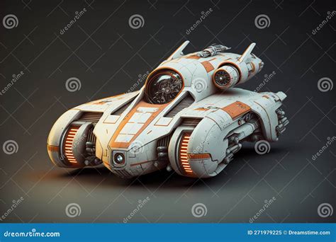 Wondrous Futuristic Small Sci Fi Space Racer With Engine For Space Racing Stock Illustration