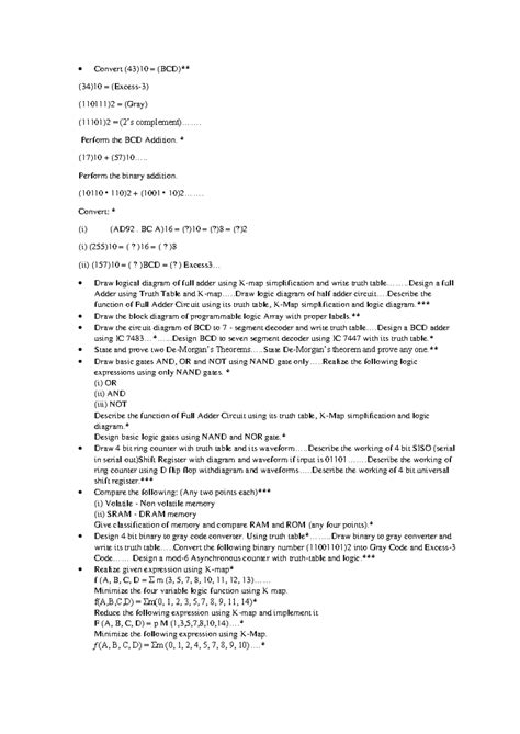Dte Imp Important Question Of Degital Technique Convert 43 10