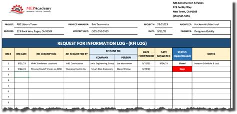Construction Rfi Mep Academy