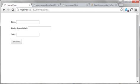 css bootstrap 3 2 won t style spring mvc form form stack overflow