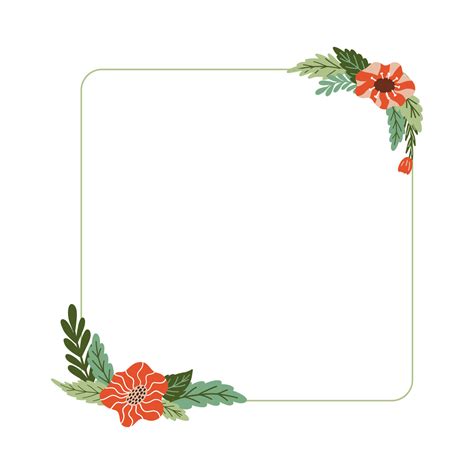 Vector Square Floral Frame And Border Elegant Decorative Elements With
