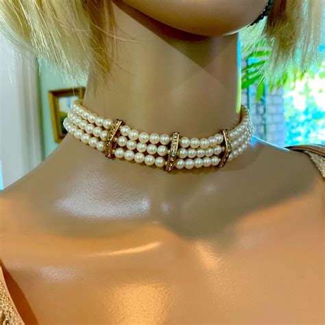 Jewelry Vintage Three Strand Pearl Choker Necklace Poshmark