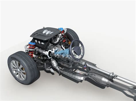 Car Frame With Chassis Engine 02 3d Model Cgtrader