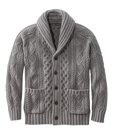 Shawl Collar Cardigan Mens Cardigan Aran Sweater Knitted Sweaters
