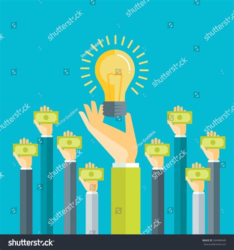 Crowdfunding Investing Into Ideas Funding Project Stock Vector