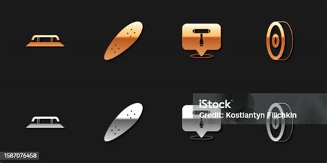 레일 롱보드 또는 스케이트보드 T 도구 및 볼 베어링 아이콘이 있는 스케이트보드 계단을 설정합니다 벡터 거리에 대한 스톡 벡터 아트 및 기타 이미지 Istock