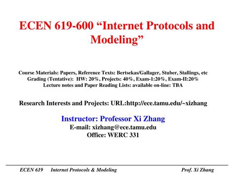 Ppt Ecen 619 600 “internet Protocols And Modeling” Powerpoint