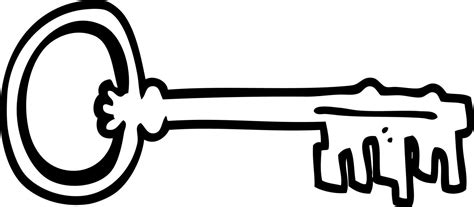 Black And White Cartoon Old Key 12551943 Vector Art At Vecteezy