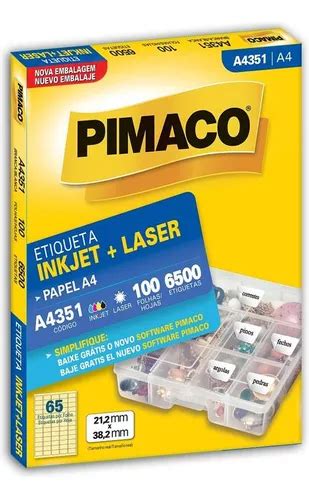 Etiqueta Inkjet laser A4351 100 Folhas Pimaco Frete grátis