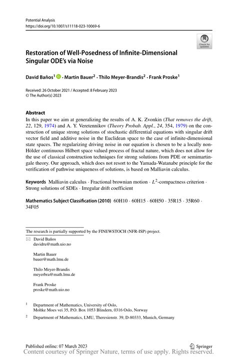 Pdf Restoration Of Well Posedness Of Infinite Dimensional Singular