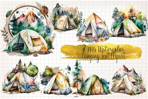 Camping Tent Watercolor Clipart Graphic By Watercolorarch · Creative