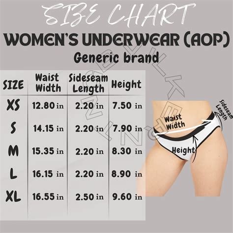 Womens Underwear Size Chart Size Chart For Womens Underwear Aop