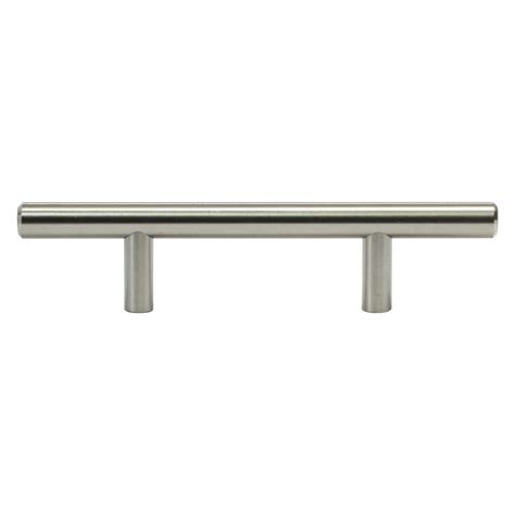 Rok Solid 3 In 76 Mm Center To Center Brushed Nickel Kitchen Cabinet Drawer T Bar Pull Handle