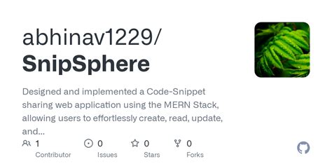 GitHub Abhinav SnipSphere Designed And Implemented A Code Snippet Sharing Web Application