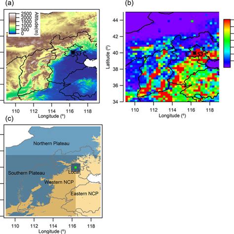 A Terrain Height For The North China Plain Ncp And The Plateau B
