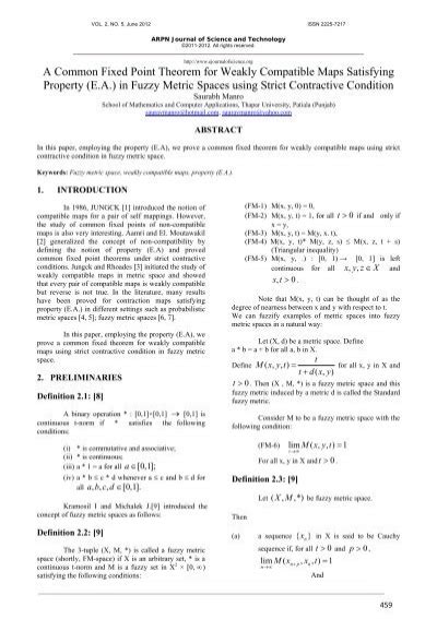 A Common Fixed Point Theorem For Weakly Compatible Maps