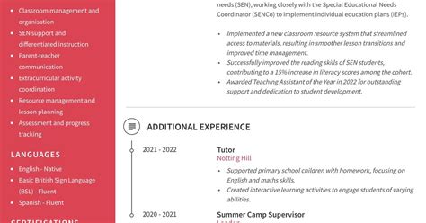 Teaching Assistant Cv Example Free Guide With Expert Tips