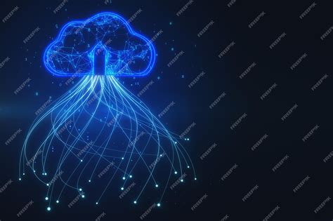 Premium Photo Abstract Glowing Blue Digital Cloud With Binary Code On