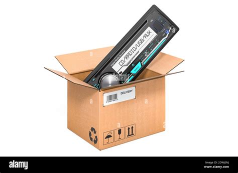 Digital Media Receiver Inside Cardboard Box Delivery Concept 3d