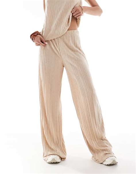 Asos Design Ensemble Plissé Avec Pantalon Et Top Sans Manches à Col