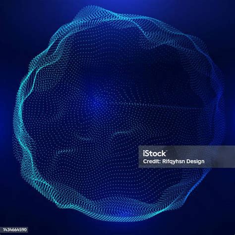 Abstract Digital Future Wave Lines Vector Background In Circle Shape Tech Music Sound Concept