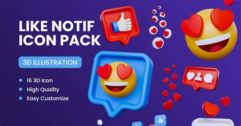 social media like notification 3d icon objects ft likenotification