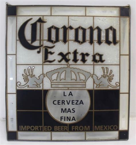 Vintage Corona Extra Beer Sign Mexico Imported Simulated Stained Glass