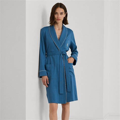 Ralph Lauren Ralph Lauren Interlock Quilted Shawl Collar Robe In Blue