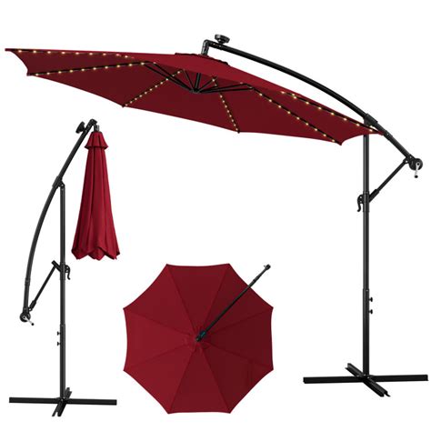 10 Feet Patio Offset Umbrella With 112 Solar Powered Led Lights Costway