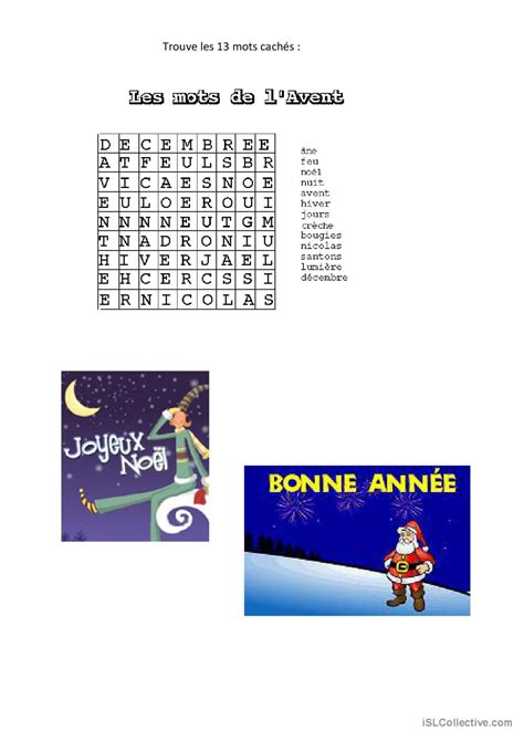 Activités de Noel compréhension géné Français FLE fiches pedagogiques