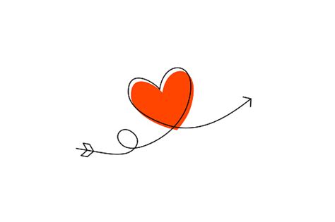 하트의 형태로 라인의 연속 그리기에 큐피드 의 화살표와 텍스트는 평평한 스타일로 사랑해요 연속 검은 색 선 평평한 디자인으로